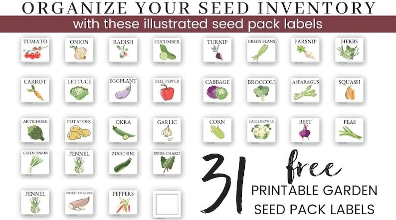 Garden Seed Pack Labels - Etsy