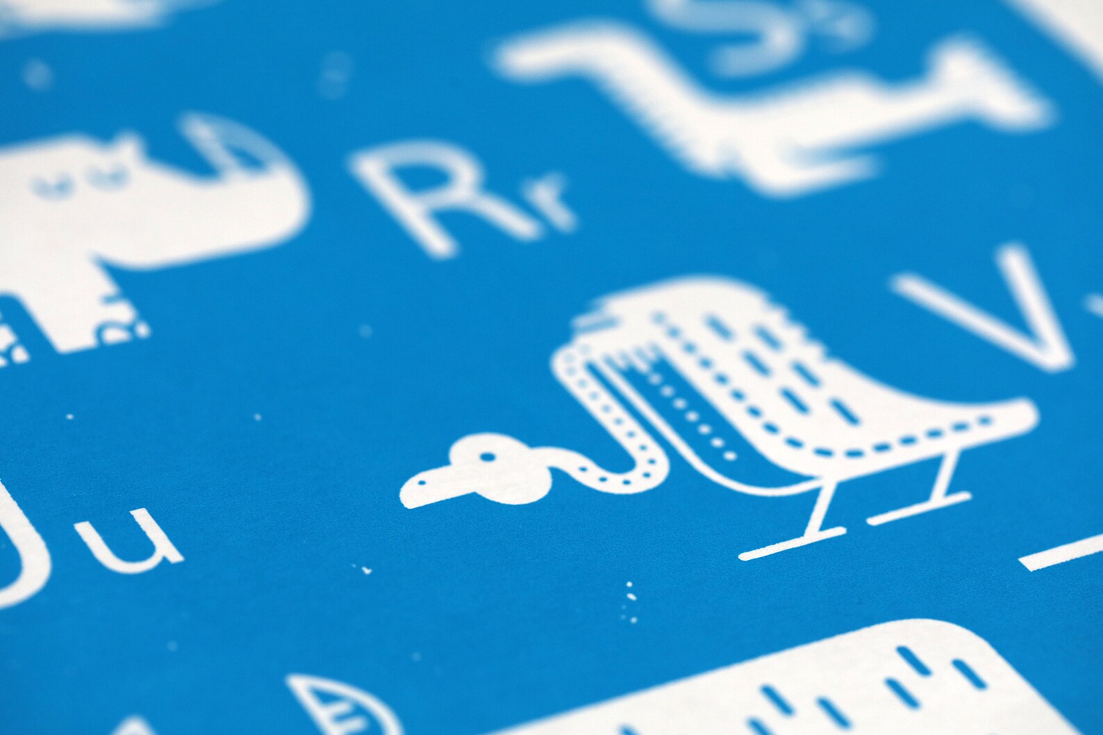 ABC Blue Screen Printed Alphabet Silk Screen Poster - Etsy