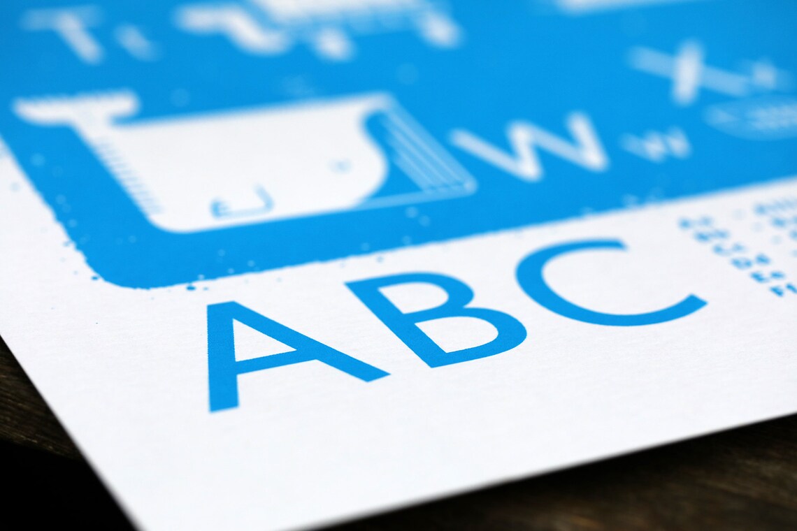 ABC Blue Screen Printed Alphabet Silk Screen Poster - Etsy