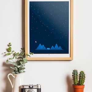 Night Mountains Screen Printed Poster | Silk Screen | Illustrated Hand ...
