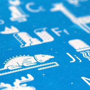 ABC Blue | Screen Printed Alphabet Silk Screen Poster | Illustrated ...