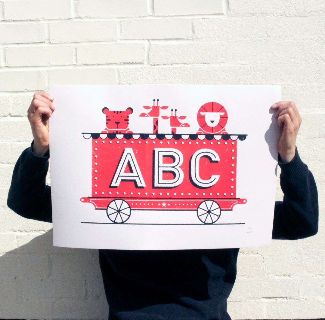 ABC Train Screenprint | Screen Printed Alphabet Silk Screen Poster ...