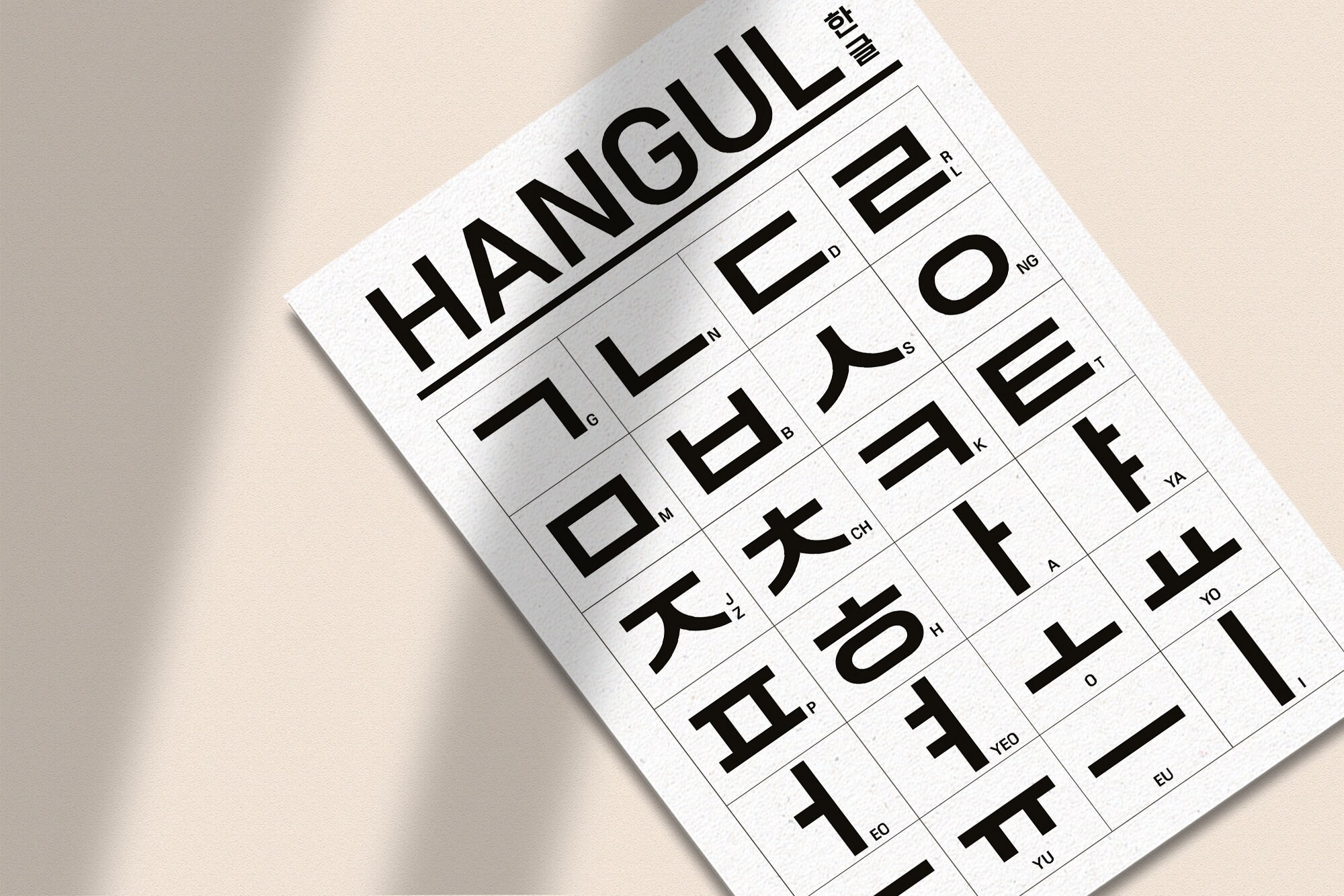 Printable Korean Poster, Hangul Poster, Hangul Alphabet, Korean Art ...