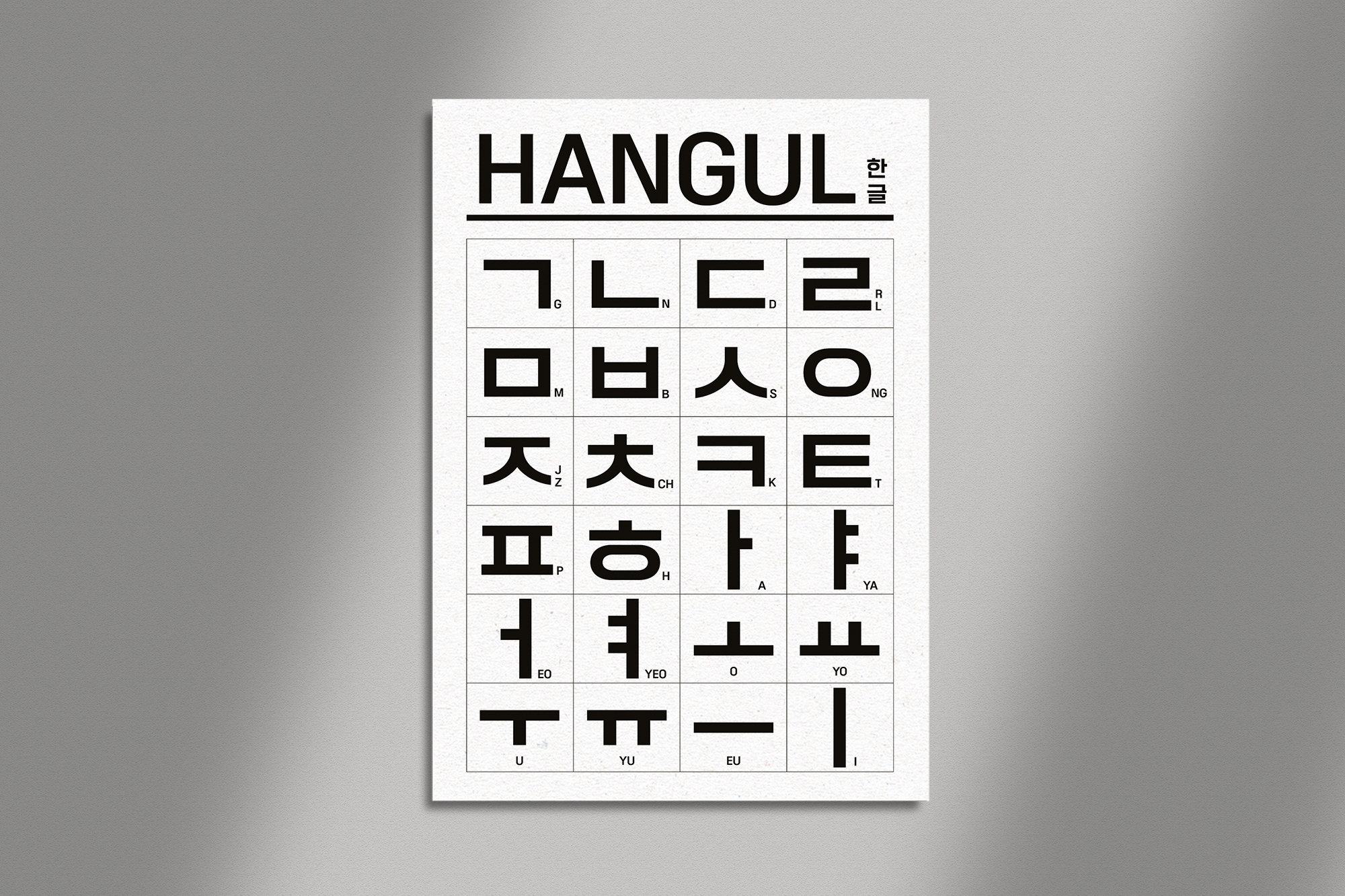 Printable Korean Poster, Hangul Poster, Hangul Alphabet, Korean Art ...
