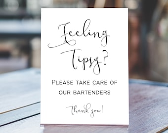 Wedding Bar Sign, Bartender Tip Jar, Bar Menu Sign, Feeling Tipsy, Tip ...