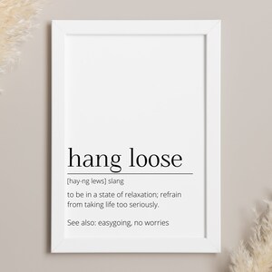 Hang Loose, Definition, Printable Wall Art, Boho, Beach Decor, DIGITAL ...