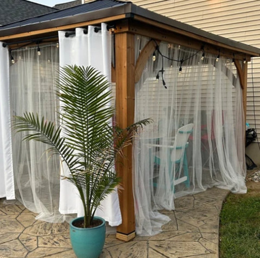 One White Mosquito Netting Curtain Panel. 98"l X 110"w. Read ...