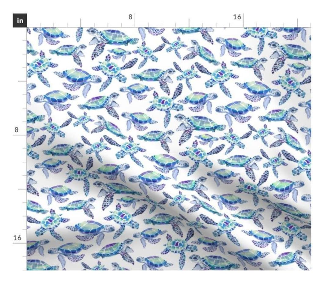 One Roman Shade "sea Turtles in Aqua and Blue". Custom Made to Order ...