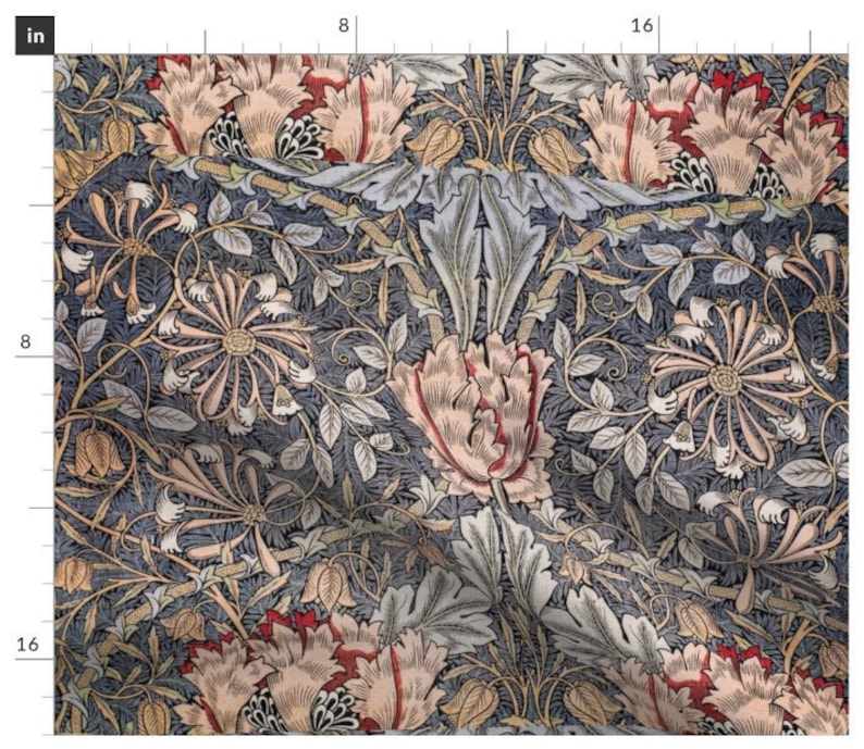 One Curtain Panel or Valance - "honeysuckle 1896 by William Morris ...