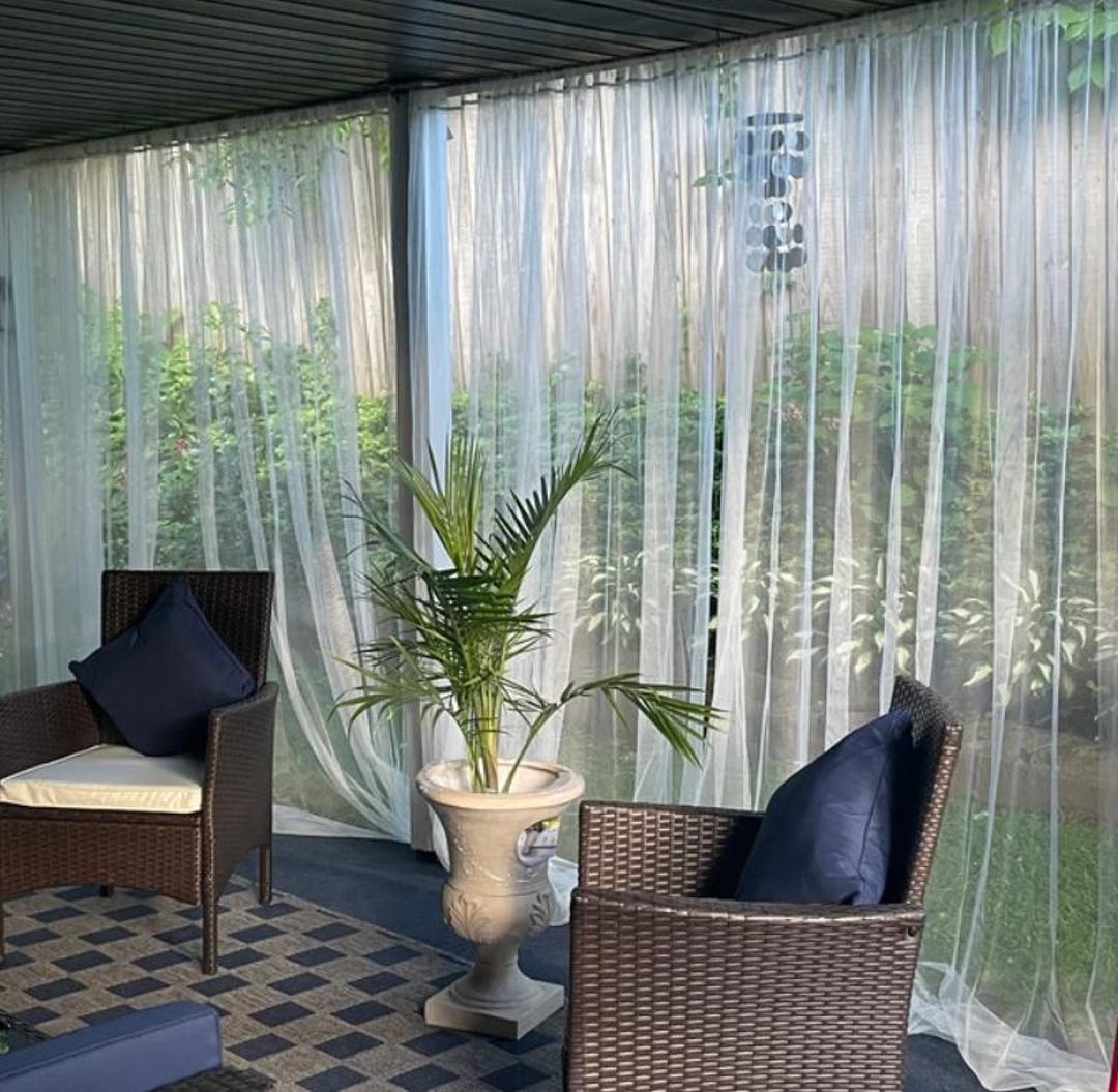 One White Mosquito Netting Curtain Panel. 98" L X 110" W. Read ...