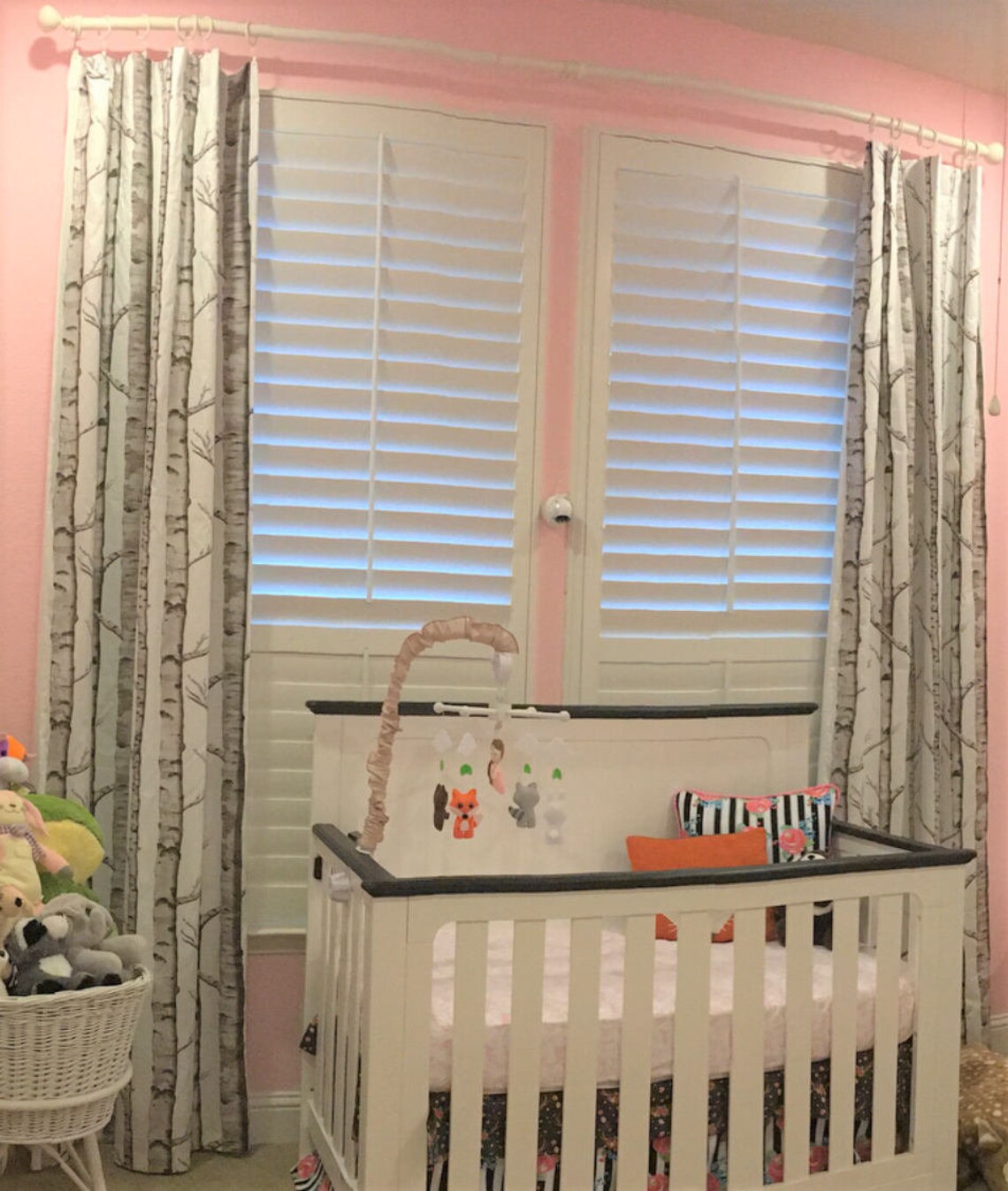 One 1 Curtain Panel White Birch Tree Drapery 54 | Etsy