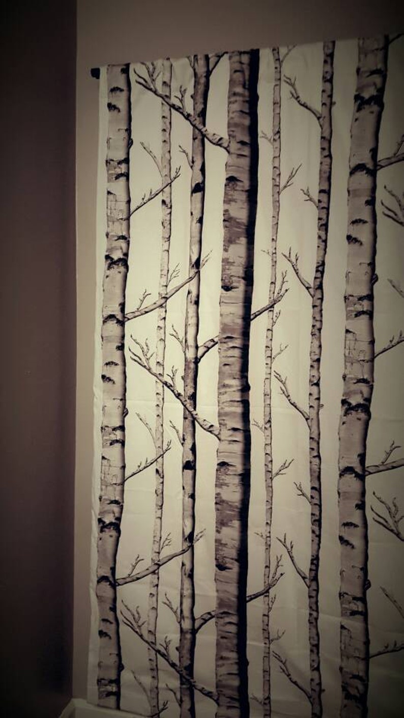 One 1 Curtain Panel White Birch Tree Drapery 54 | Etsy