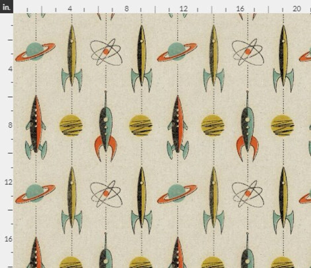 Retro Rockets One Curtain Panel. 54 Wide optional Blackout Lined ...