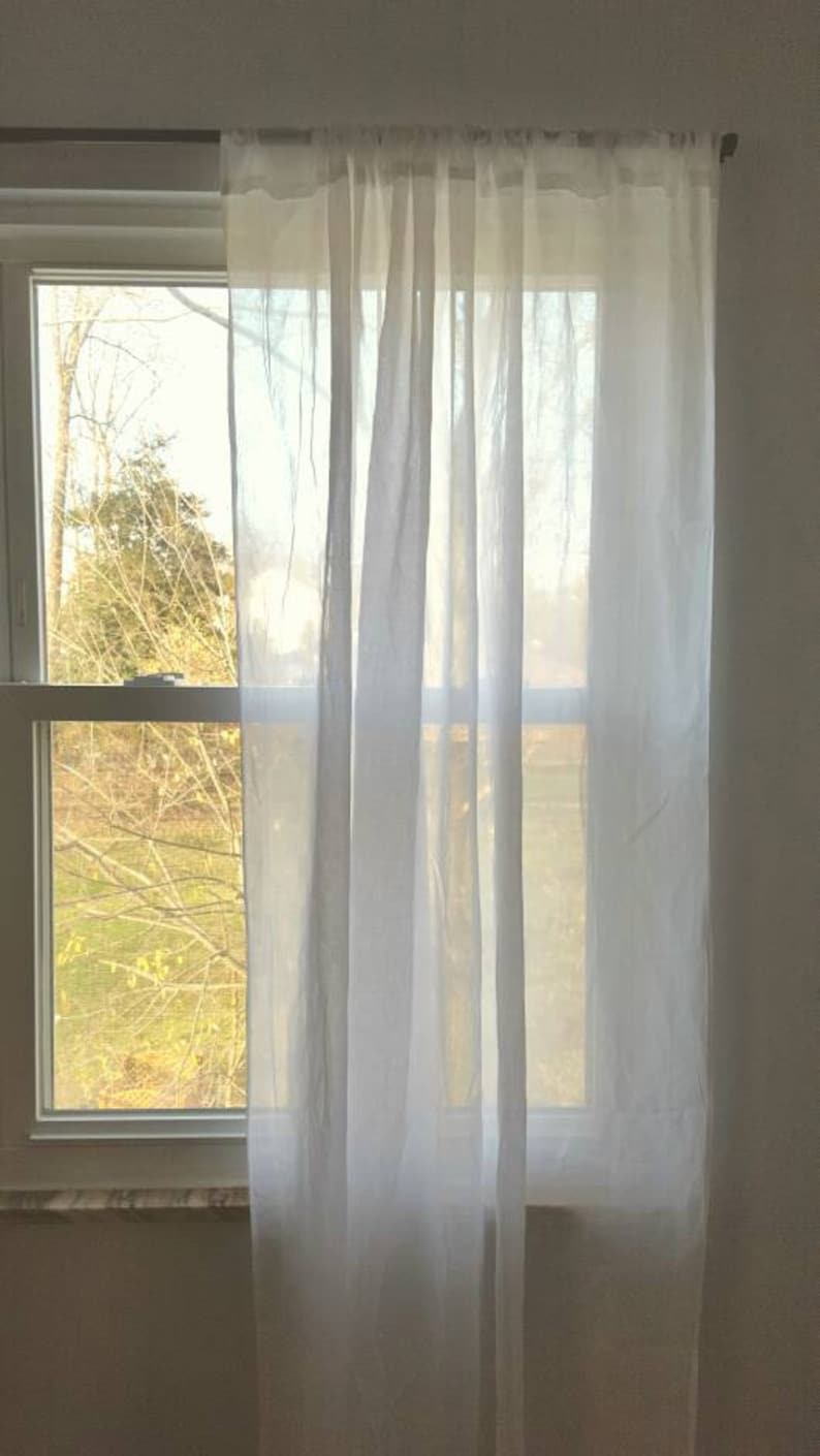 One (1) Curtain Panel White Cotton Voile 50" Wide Custom Order ...