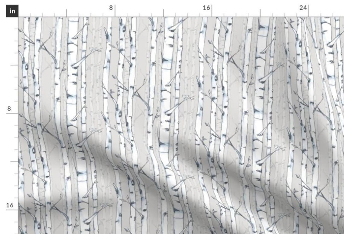 One (1) Curtain Panel or Valance - Organic "birch" White Birch Tree ...