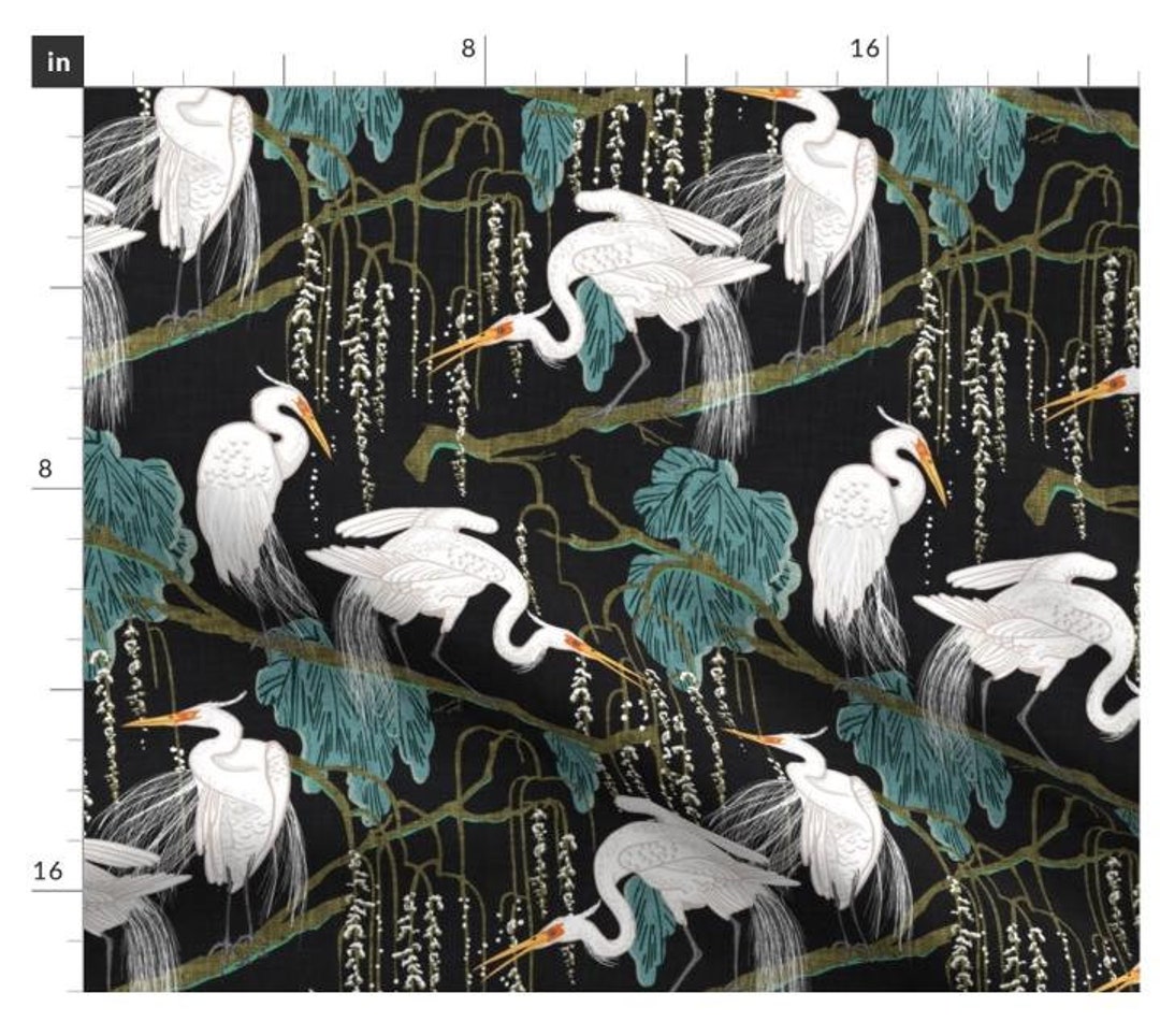One Tie-up Shade "egrets & Willow Black" Handmade Window Treatments - Etsy