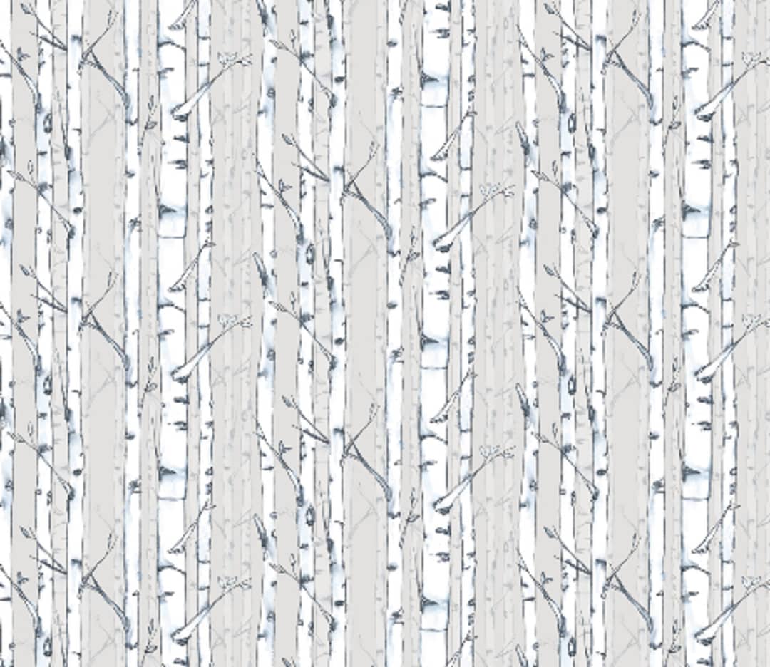 One (1) Curtain Panel or Valance - Organic "birch" White Birch Tree ...