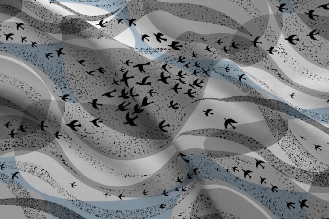 One Curtain Panel murmuration Blue Grey Mix Nature Home Decor for ...
