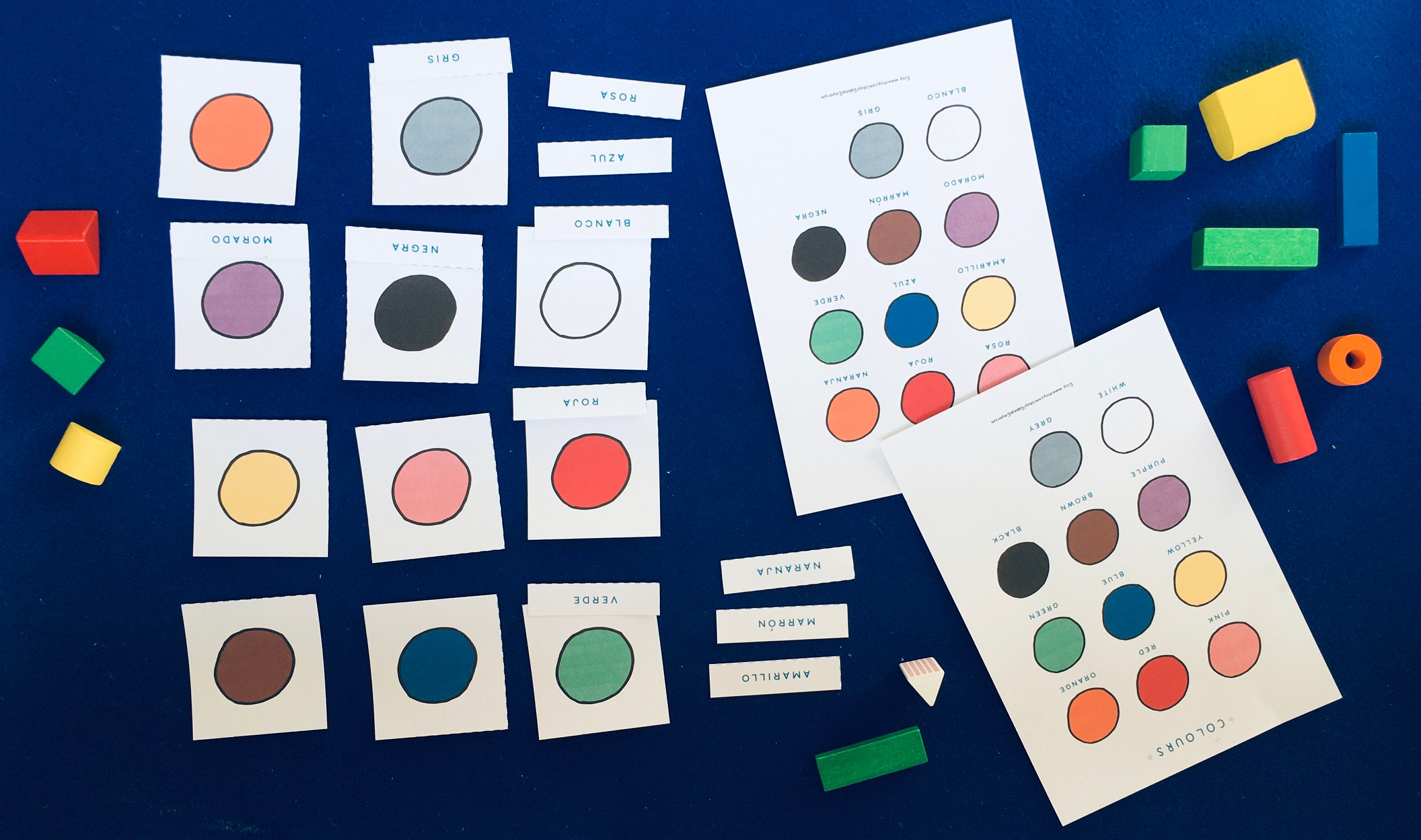 Spanish English Colours Translation Printable Homeschool Montessori ...