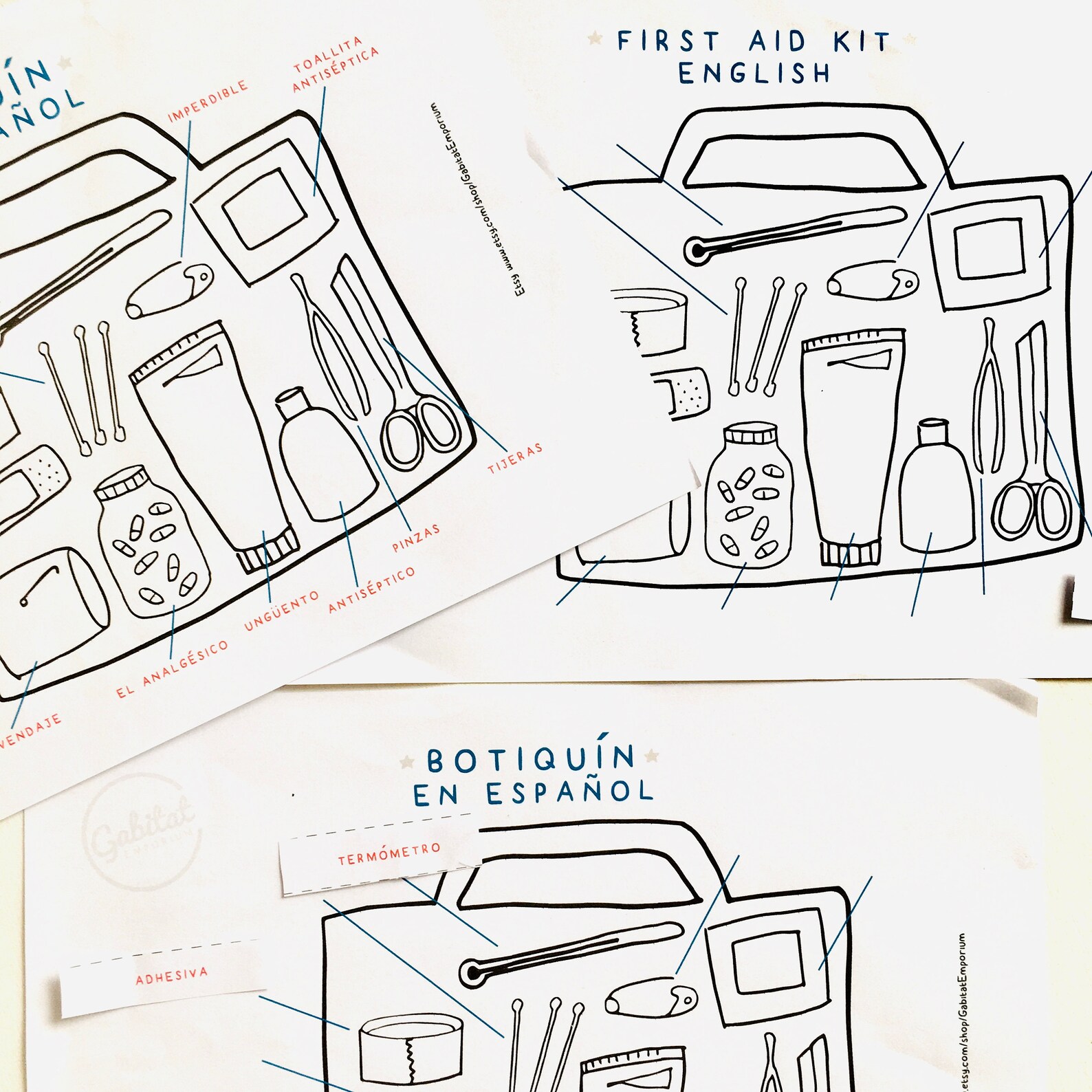 Spanish and English First Aid Kit Home Education Printable Homeschool ...