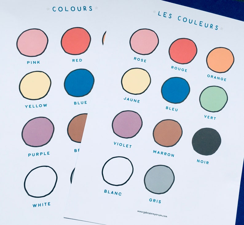 French English Colours Translation Printable | Homeschool | Montessori ...