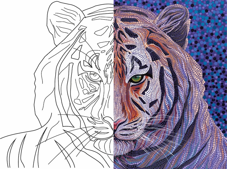 Digital Tiger Pattern. Digital Template and Design. Tiger for Coloring ...