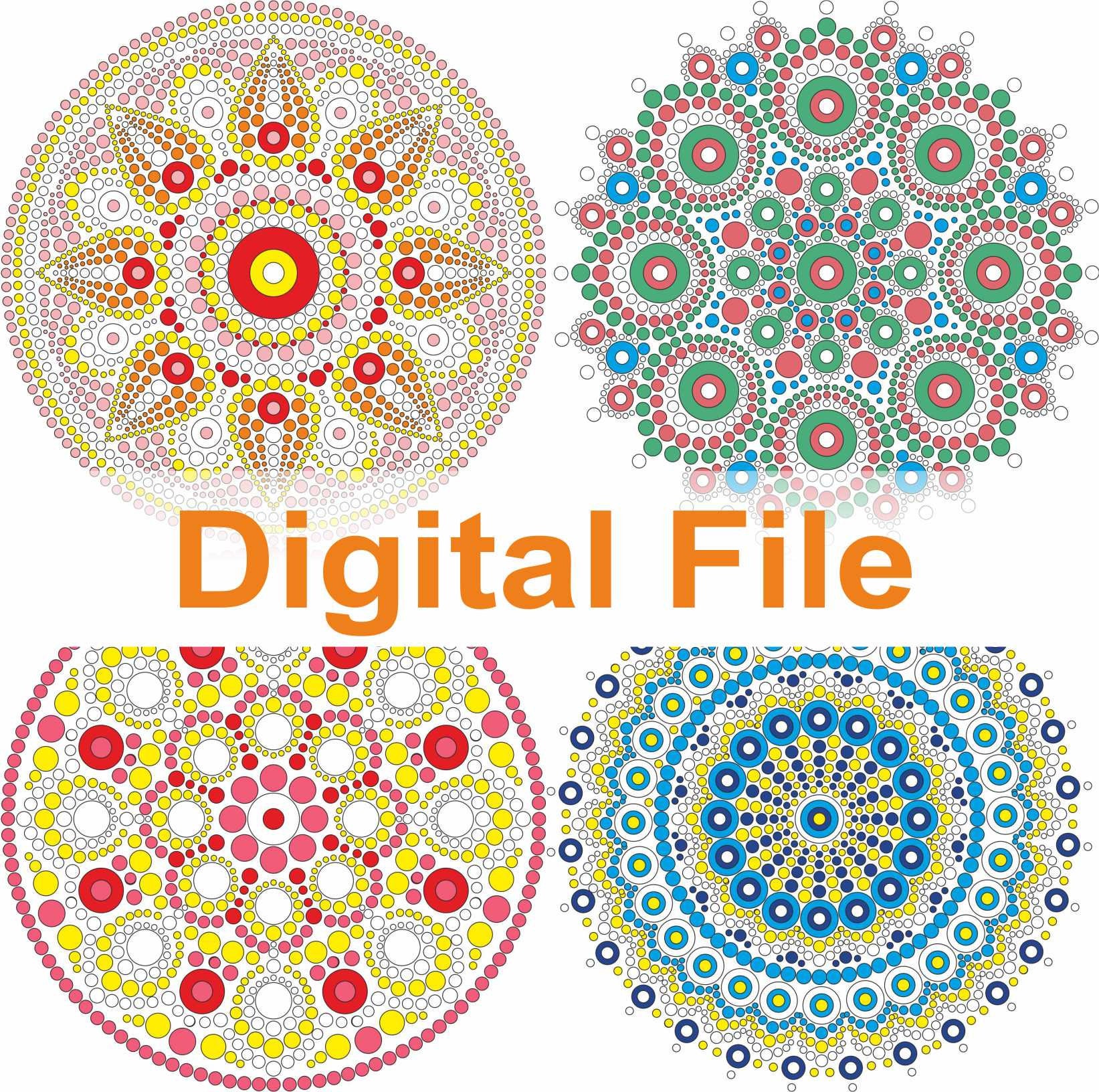 4 Digital Mandala Pattern. 4 Digital Template and Design With a Book ...