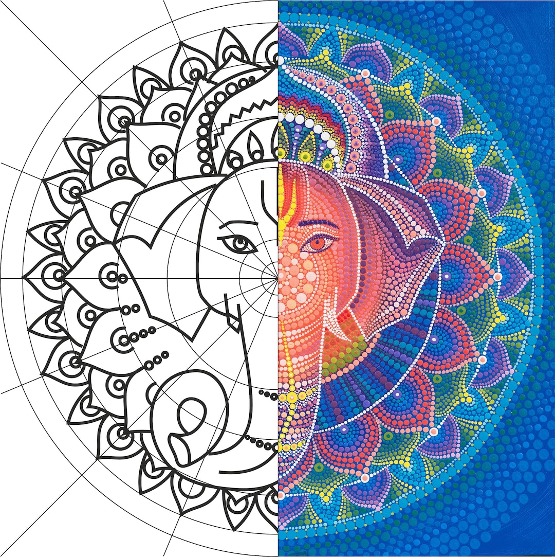 Digital Mandala Pattern. the Great God Ganesha. Digital Template and ...