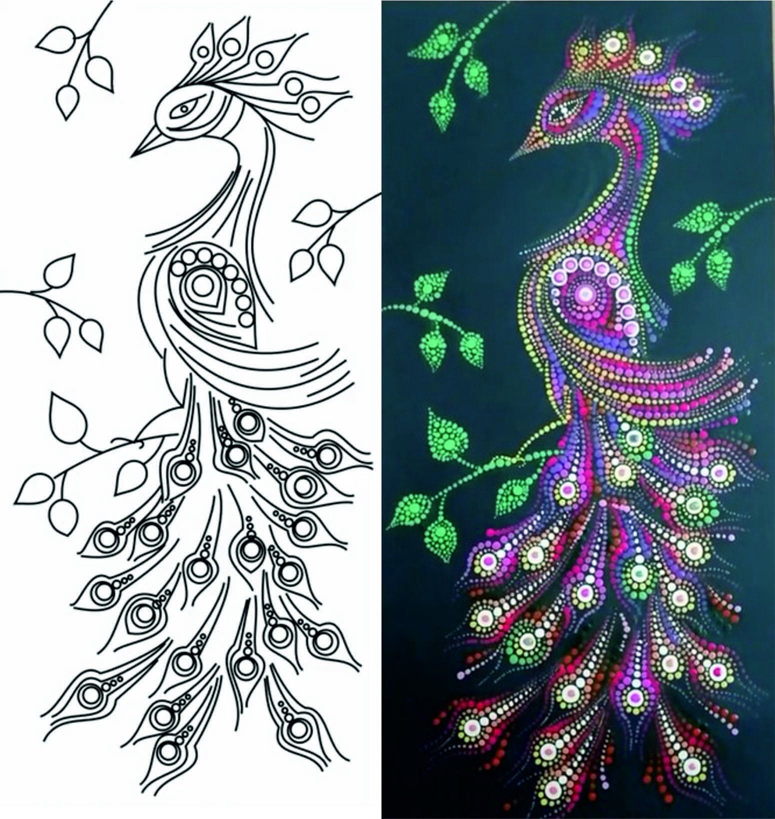 Digital Template and Design. Firebird for Dot Painting. Firebird ...