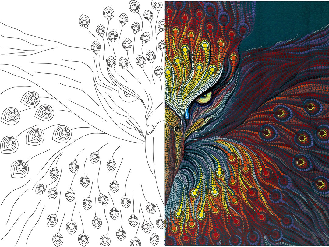 Digital Phoenix Pattern. Digital Template and Design With a Book ...