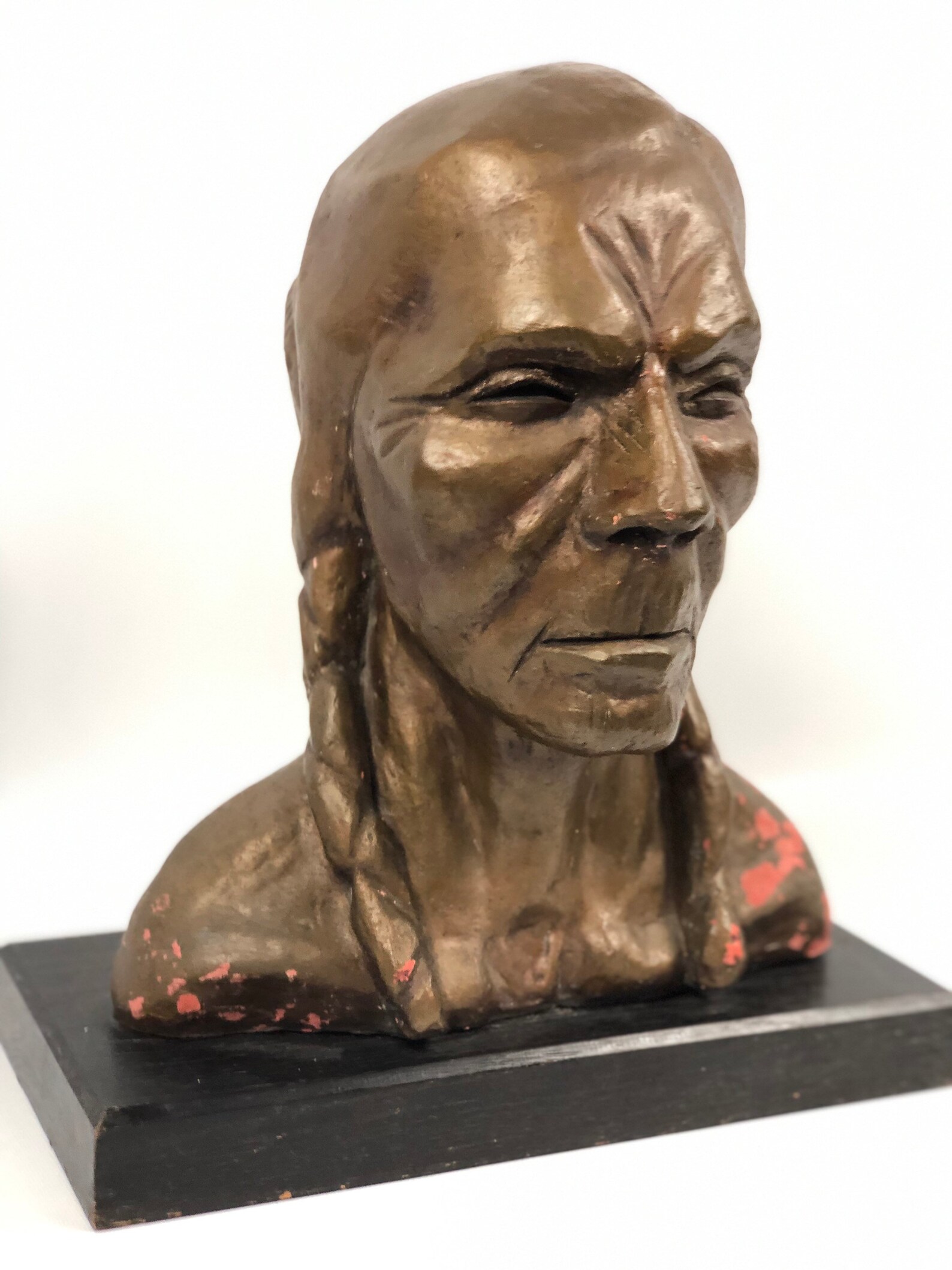 Antique Native American Bust Sculpture Smoke Shop Indian Chalkware ...