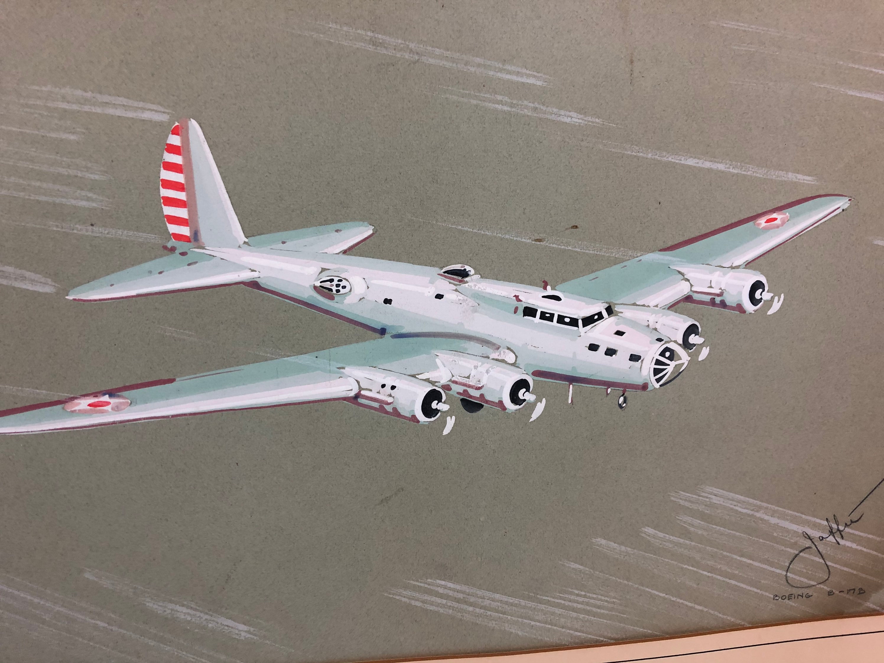 Pastel Drawing BOEING B-17b Flying Fortress Original Art Work Hand ...