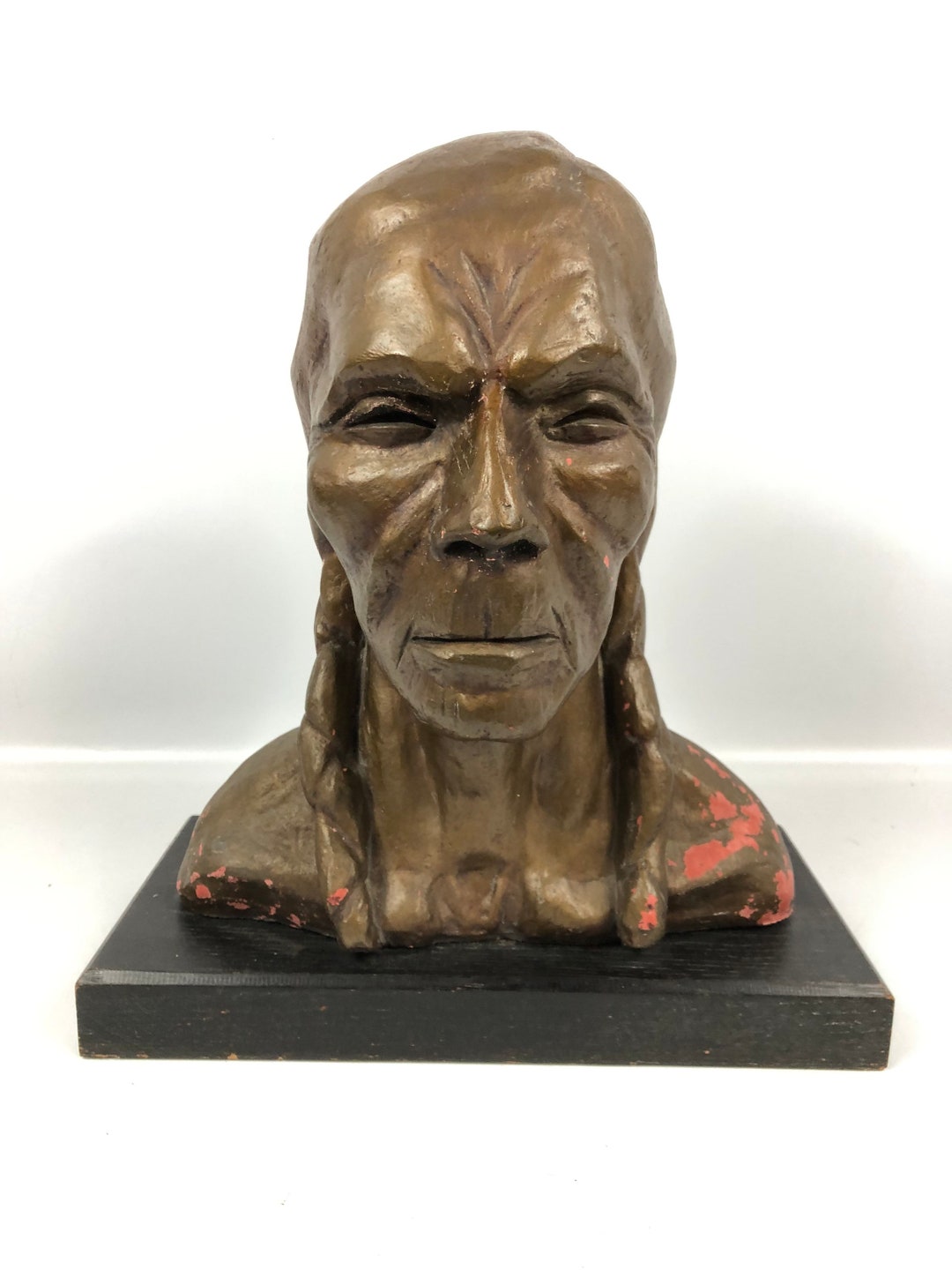 Antique Native American Bust Sculpture Smoke Shop? Indian Chalkware ...