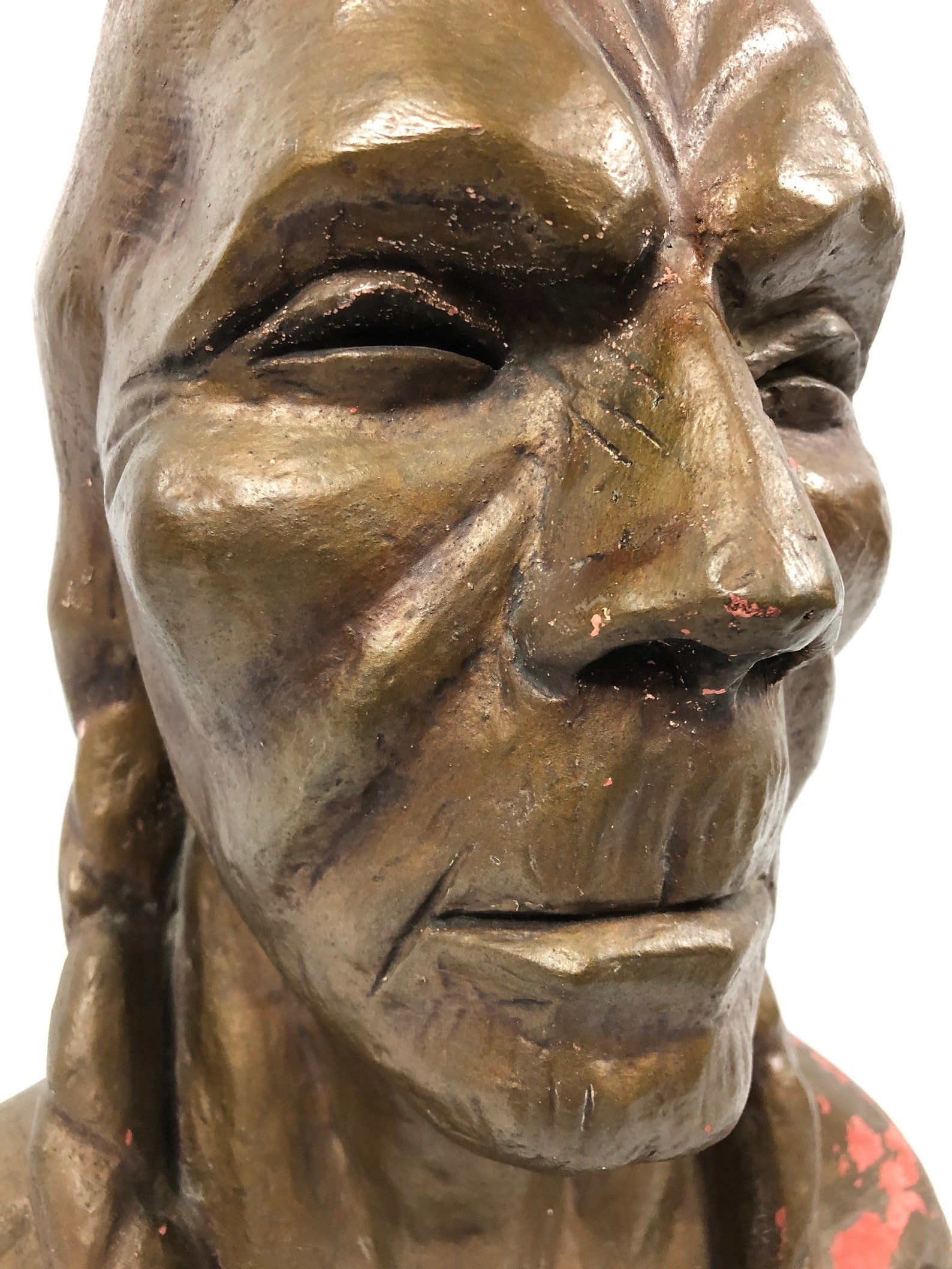 Antique Native American Bust Sculpture Smoke Shop? Indian Chalkware ...