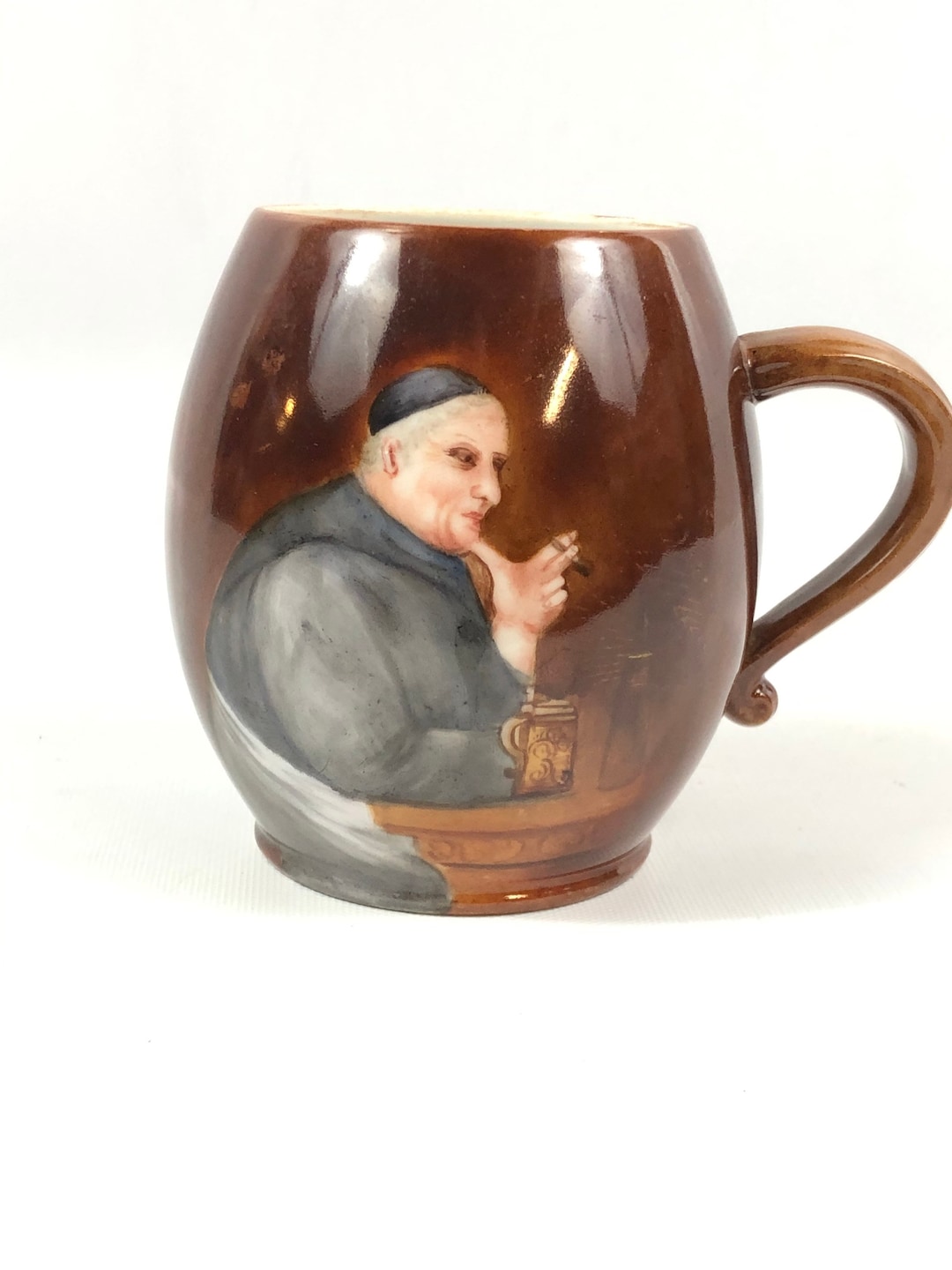 Monk Friar Drinking Stein & Smoking Mug Antique Vintage AKD KLINGENBERG ...