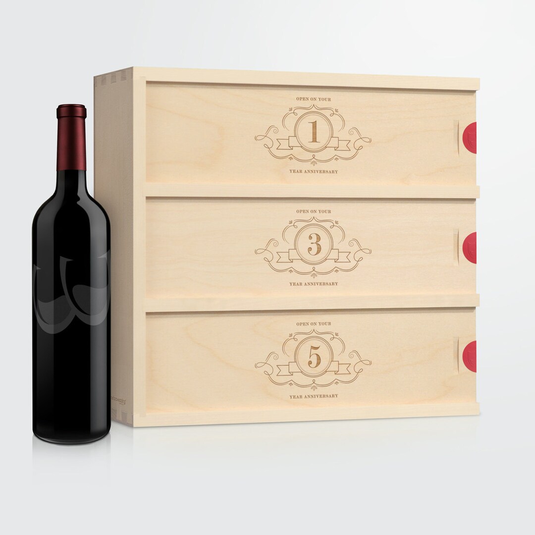 Wedding Wine Box Charming Trio // Wedding Gift for Couple ...