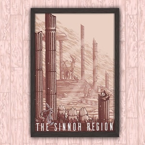 The Sinnoh Region - Nostalgic Anime Video Game Hisui Inspired Art Print ...