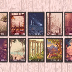 Pokemon Travel Poster Series - 10 Video Game Poster Anime Aesthetic ...