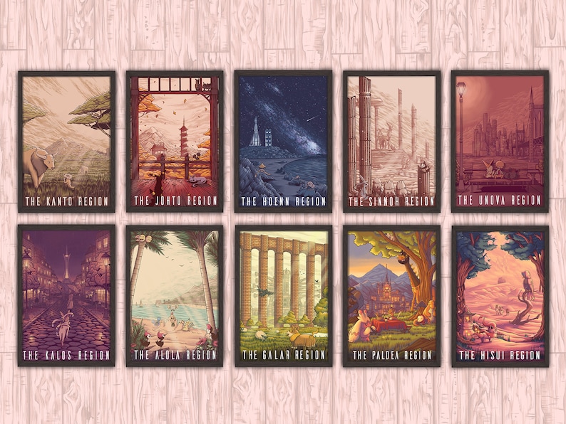 Travel Poster Series - 10 Pokemon Video Game Poster Nostalgic Anime ...