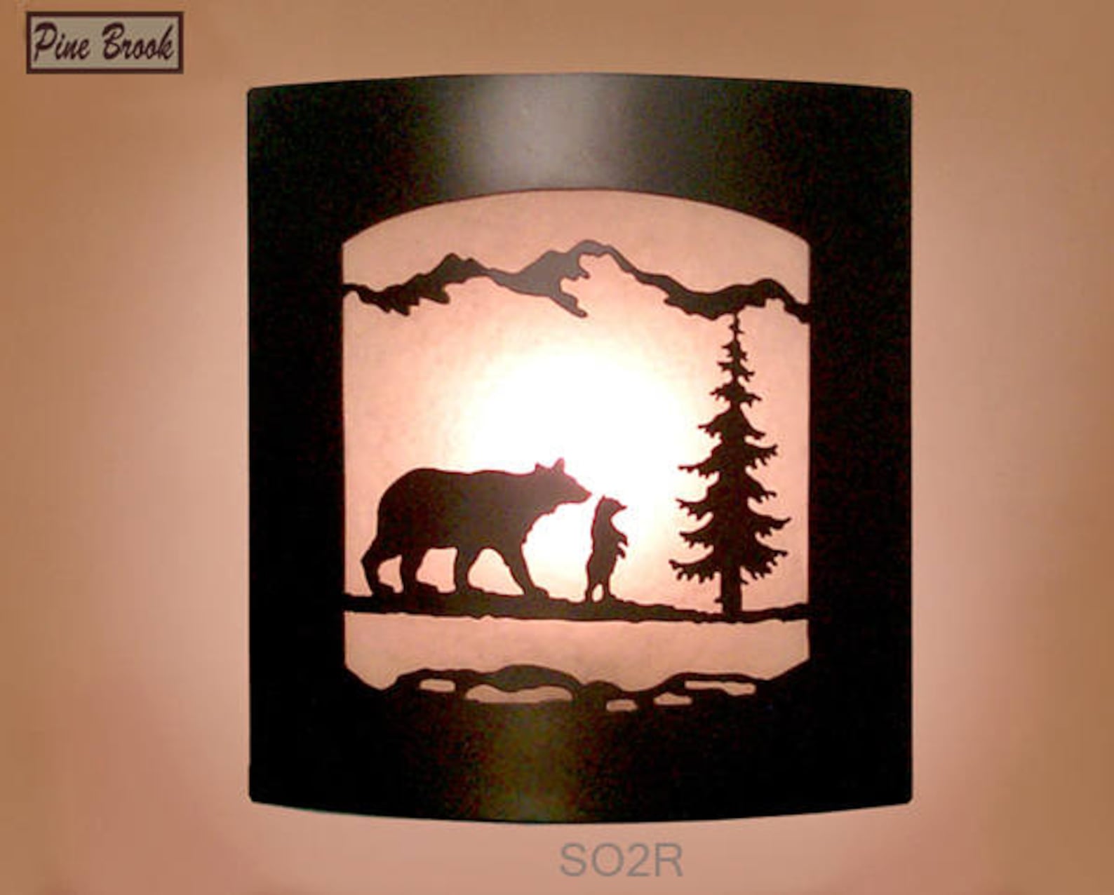 Wall Sconce Rustic Bear Light, Cabin Decor Lamp, Pine Tree, Right ...