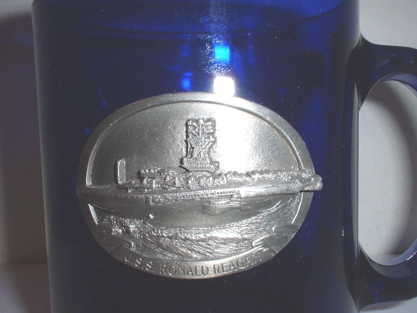 USN US Navy USS Ronald Reagan Glass & Metal Coffee Mug, Not ...