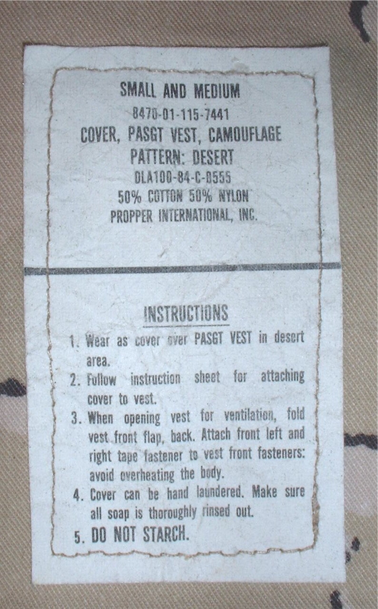 US Army Desert Storm PASGT Armor Vest Cover Size Small-medium - Etsy