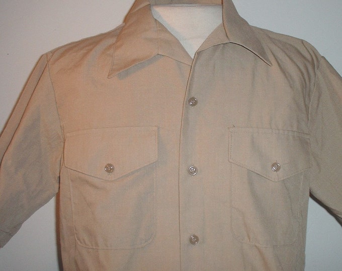 USN & USMC Navy + Marine Corps Short Sleeve Khaki Service Shirt 16-1/2 ...