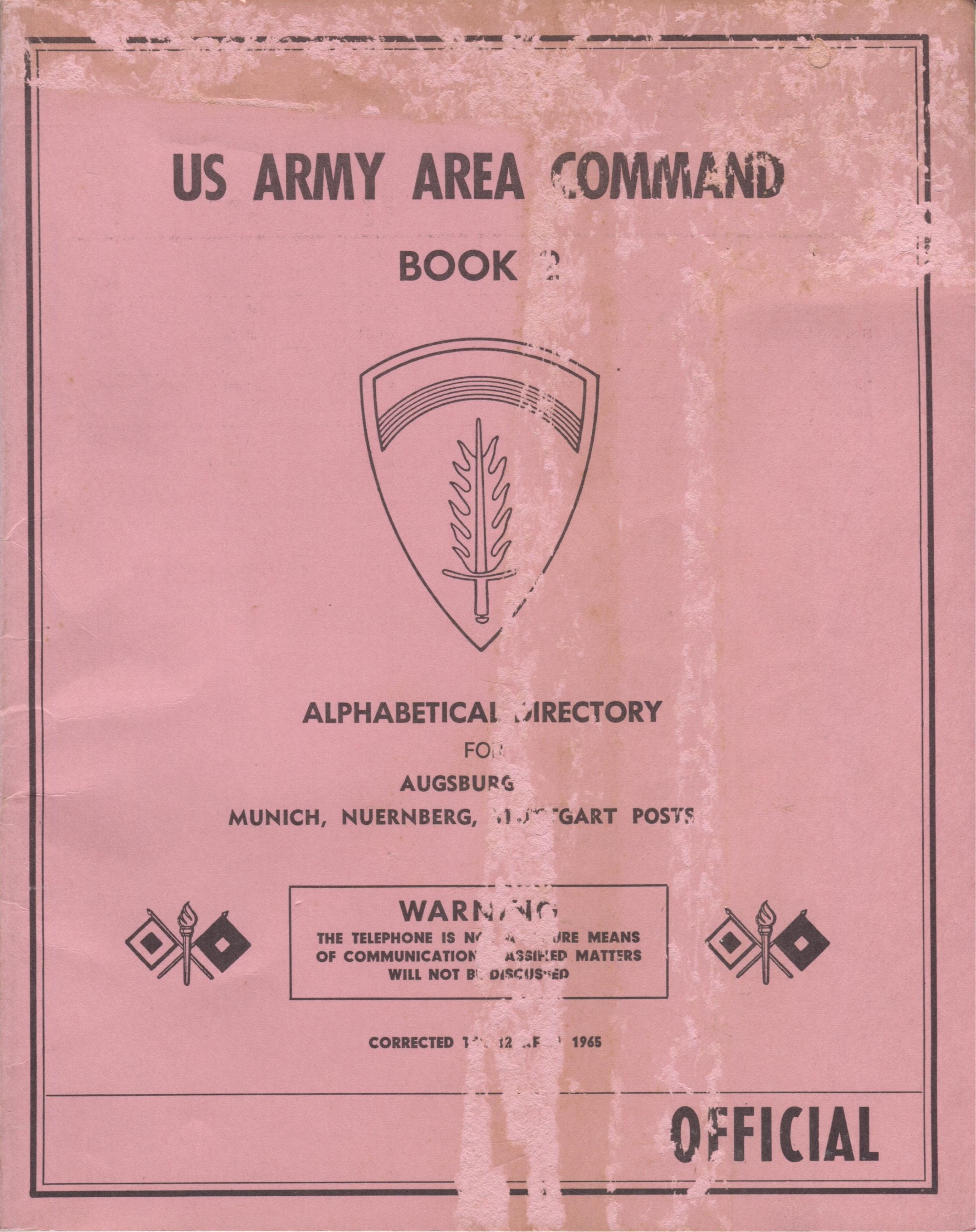 Softcover Book: us Army Area Command Admin. Telephone - Etsy