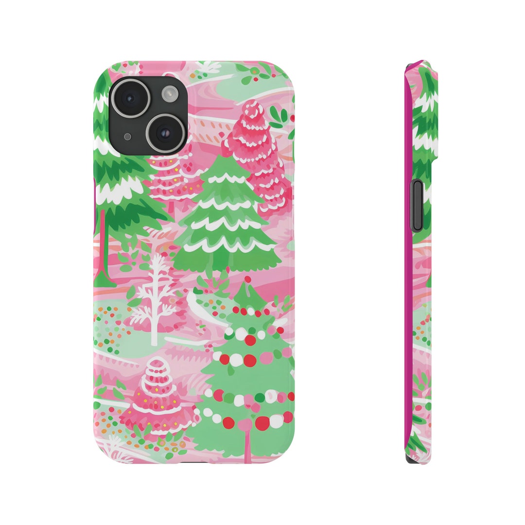 Preppy Pink Christmas Tree iPhone Custom Case 14 15 Oh Christmas Tree ...