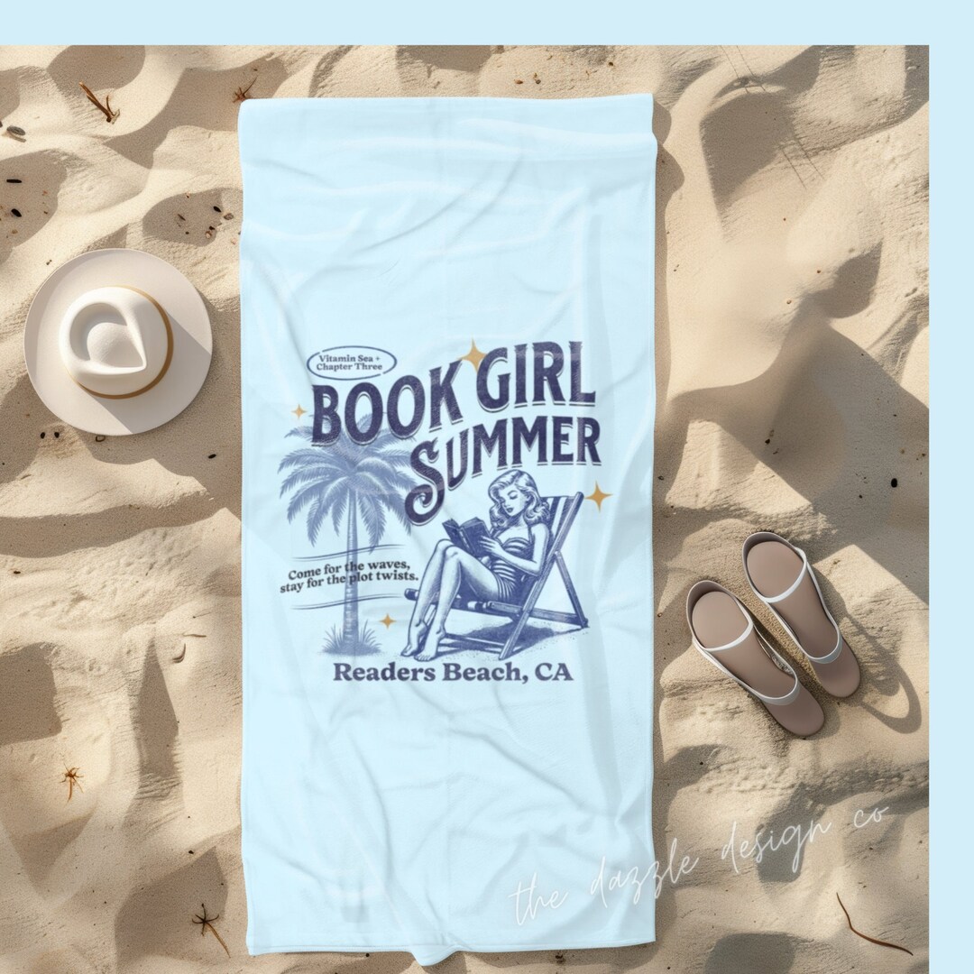 Book Girl Summer Towel Beach Reader Gift Retro Summer Beach Book Lover Bookish Funny Reader ...