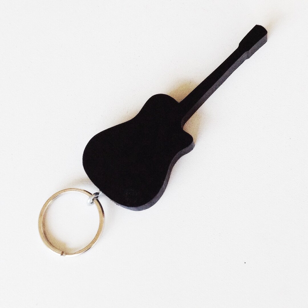 Cutaway Acoustic Guitar Keychain Recycled Materials Stainless Steel ...