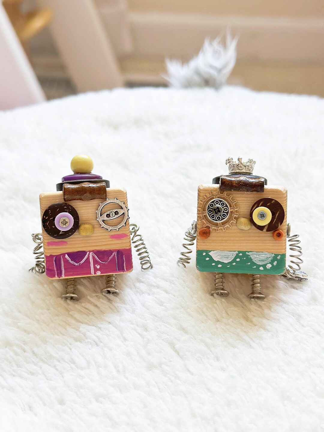 Unique Handmade Cute Wooden Robot Decor/office Decor/desk Decoration ...