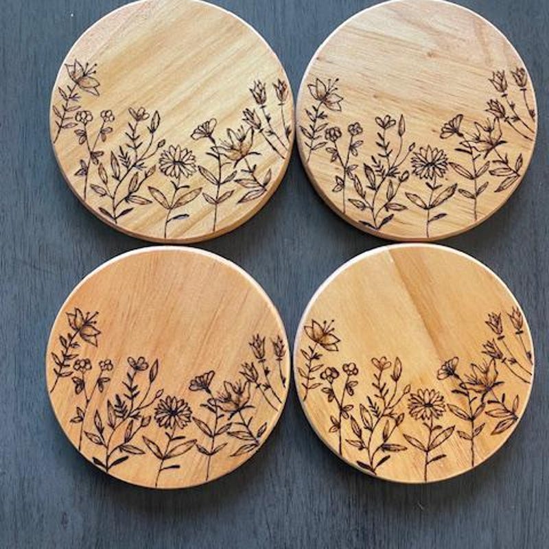 Wood Burned Coasters - Etsy