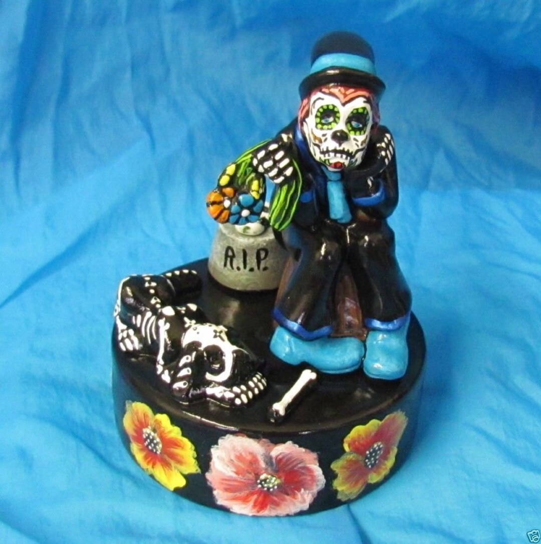 Day of the Dead Sugar Skull Groom Clown With Dog Direct From Artist - Etsy
